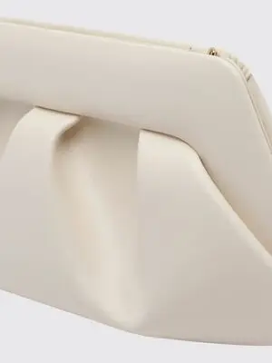 THEMOIRE Bios Clutch In Recycled Vegan Leather With Removable Handle - Ecru
