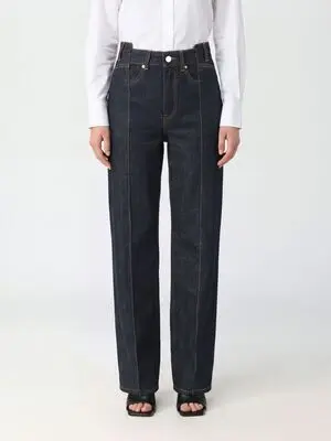 GANNI Fold High-waisted Straight Leg Jeans In Cotton Denim