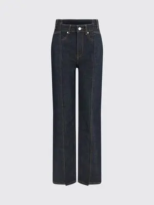 GANNI Fold High-waisted Straight Leg Jeans In Cotton Denim