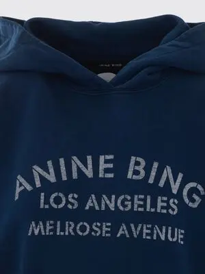 ANINE BING Cotton Hoodie With Contrast Logo And Kangaroo Pocket