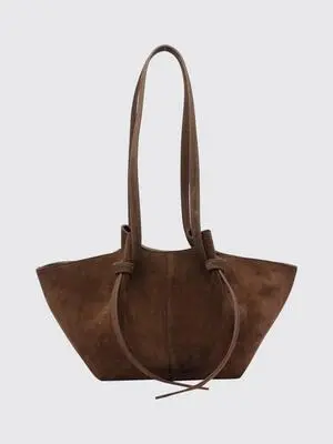 Yuzefi Mochi Flared Suede Calfskin Leather Shoulder Bag - Brown