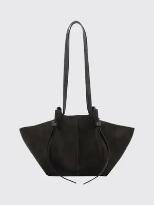 Yuzefi Mochi Flared Suede Calfskin Leather Shoulder Bag - Cocoa