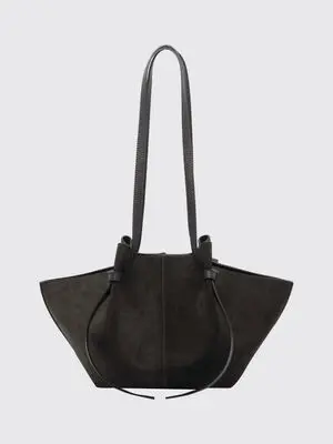 Yuzefi Mochi Flared Suede Calfskin Leather Shoulder Bag - Cocoa
