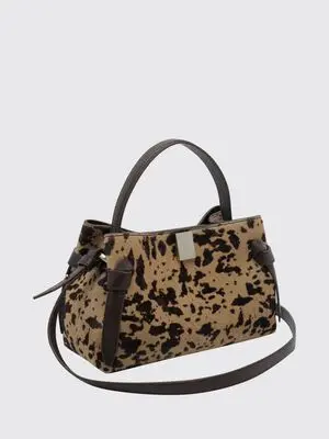 Yuzefi Gyoza Animal Print Pony Hair Mini Handbag With Shoulder Strap - Brown