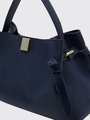 Yuzefi Gyoza Grained Calfskin Leather Handbag With Shoulder Strap - Blue
