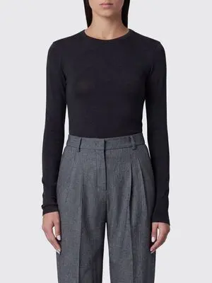 RÓHE Slim Fit Crew-neck Sweater In Pure Wool With Long Sleeves - Charcoal