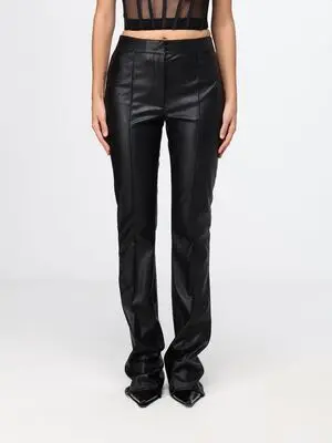 Elisabetta Franchi Faux Leather Flared Pants With A Mid-rise Waist - Black