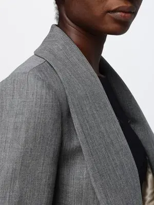 Elisabetta Franchi Slim Fit Virgin Wool Blazer With Fur Collar