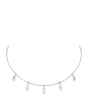 Messika Move Uno White Gold And Diamond Tassel Necklace - Silver