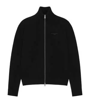 Givenchy Wool-cashmere Couture Seam Zip-up Cardigan - Black