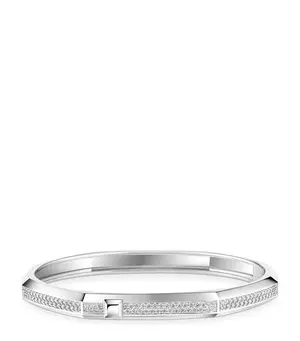 Messika Moderniste Medium White Gold And Diamond Pavé Bangle - Silver