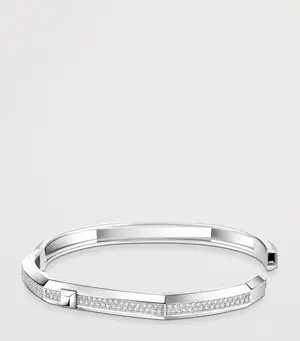 Messika Moderniste Medium White Gold And Diamond Pavé Bangle