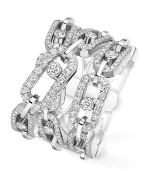 Messika Move Link White Gold And Diamond Multi-row Ring - Silver