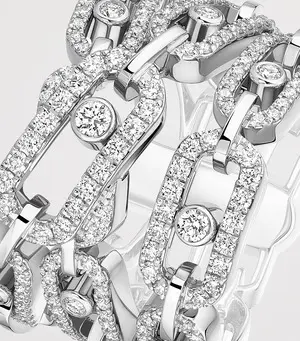 Messika Move Link White Gold And Diamond Multi-row Ring