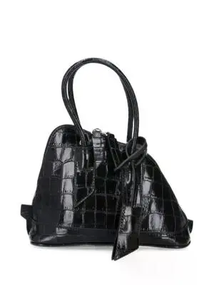 Attico Croc-embossed Leather Tote Bag - Black