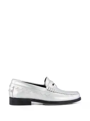 TORAL SHOES Metallic Scalloped-trim Loafers