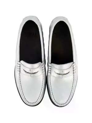 TORAL SHOES Metallic Scalloped-trim Loafers - Silver