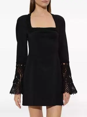THE MANNEI Crochet-trim Flared-sleeve Mini Dress
