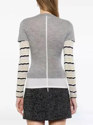 CUDDLEUP Layered-sleeve Fine-knit T-shirt