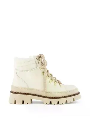 GIBALDI Shearling-trim Lace-up Boots - Neutrals