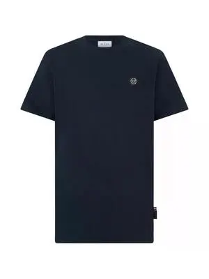 Philipp Plein Logo-plaque Embroidered-neck T-shirt - Blue