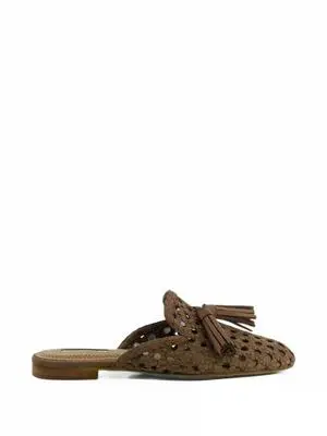 CORINA Woven Tassel-detail Mules