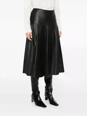 SOLOTRE Pleated A-line Midi Skirt