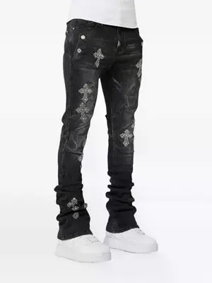 GUAPI Rhinestone-embellished Stacked Jeans