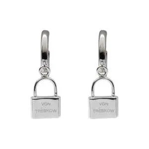 VON TRESKOW Huggie Hoop Earrings With Vt Lock - Silver