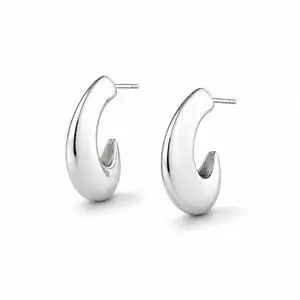 GOLD & HONEY Modern Crescent Hoop Earrings - Silver