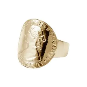 VON TRESKOW Small Curved Coin Ring - Gold