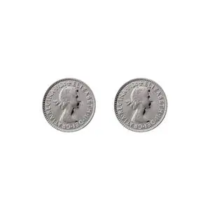 VON TRESKOW Threepence Studs - Silver