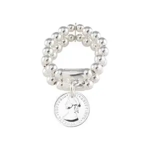 VON TRESKOW 2-strand Stretchy Ring With Mini Coin - Silver