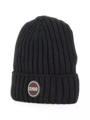 COLMAR Ribbed-knit Logo-patch Beanie Hat - Black