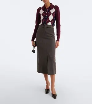 SELF-PORTRAIT Argyle Wool Polo Sweater