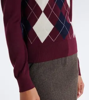 SELF-PORTRAIT Argyle Wool Polo Sweater