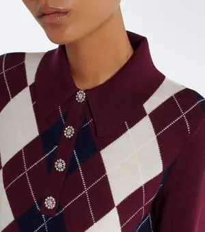SELF-PORTRAIT Argyle Wool Polo Sweater