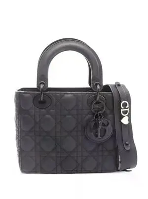 Dior 2010s Small Lady My Abcdior Cannage Handbag - Black