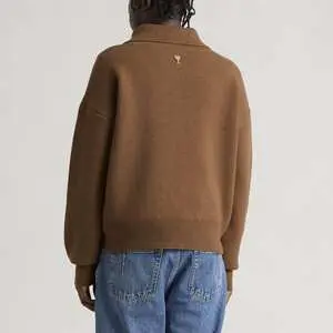AMI Paris Compact Wool Buttoned Collar Jumper