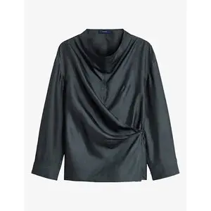 Soeur Jenny Cowl-neck Long-sleeve Silk Blouse