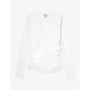 REISS Athena Notch-neck Stretch-cotton Top