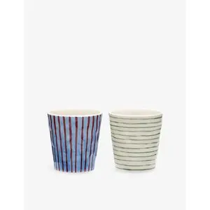 ANNA + NINA Stripe Affair Stoneware Coffee Cup Set Of 2 - Multi
