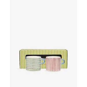 ANNA + NINA Stripe Affair Stoneware Tea Mug Set Of 2 - Multi