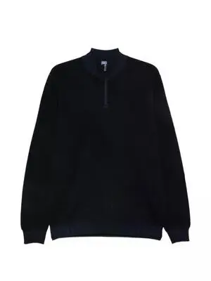 Fedeli Quarter-zip Knitted Sweater - Blue