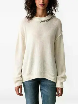 JOOP! Logo-embroidered Ribbed-trim Sweater - Neutrals