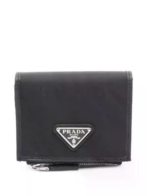 Prada 2020s Re-nylon Saffiano Leather Bi-fold Wallet - Black