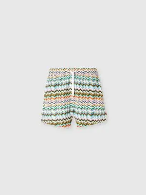 Missoni Mid-length Swim Shorts With Irregular Zigzag Print