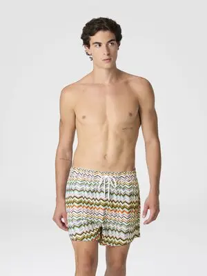 Missoni Mid-length Swim Shorts With Irregular Zigzag Print