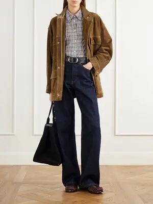 ARMA Delore Belted Paneled Suede Jacket