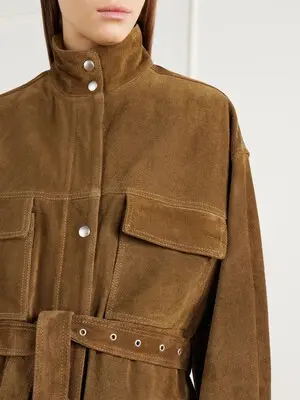 ARMA Delore Belted Paneled Suede Jacket